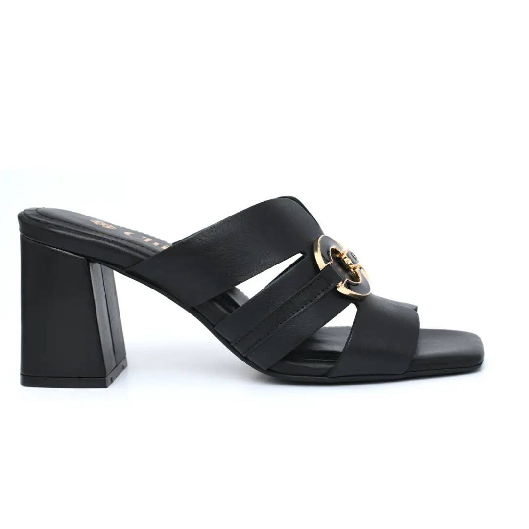 Block Heel Slippers with Chic Buckle | Chic