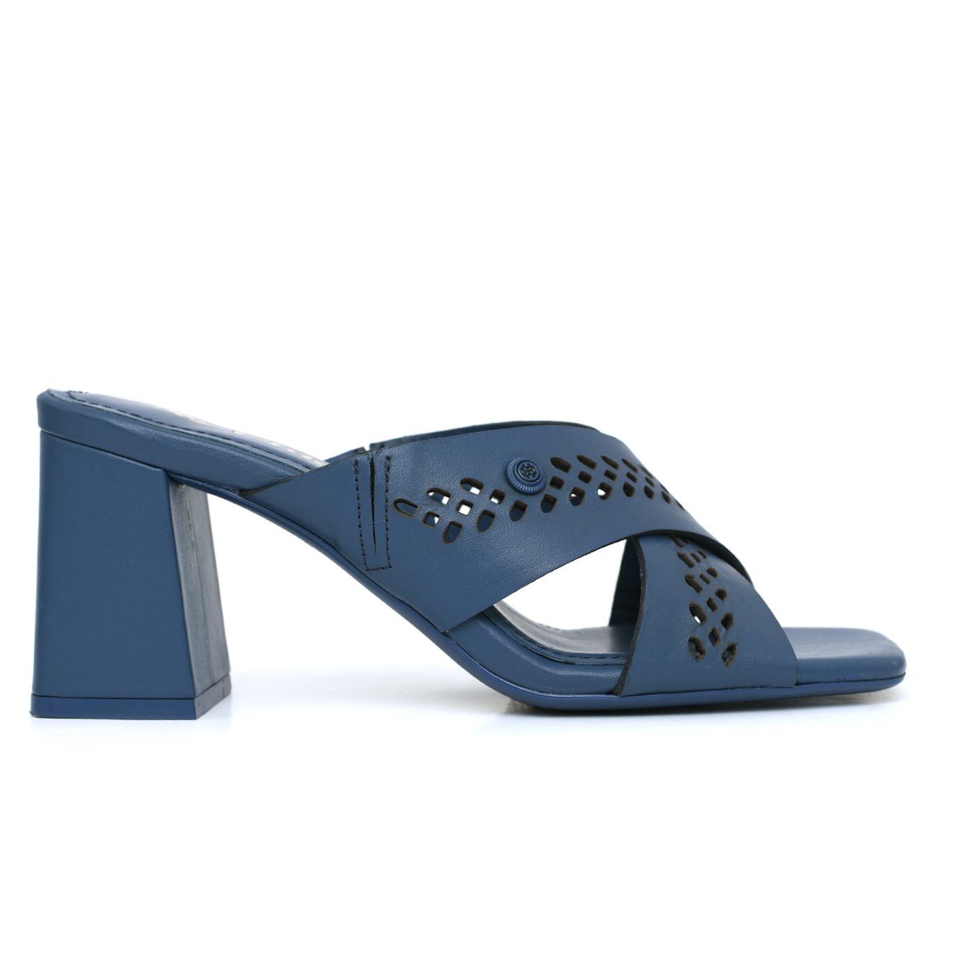 Perforated Block Heel Slippers | Chic