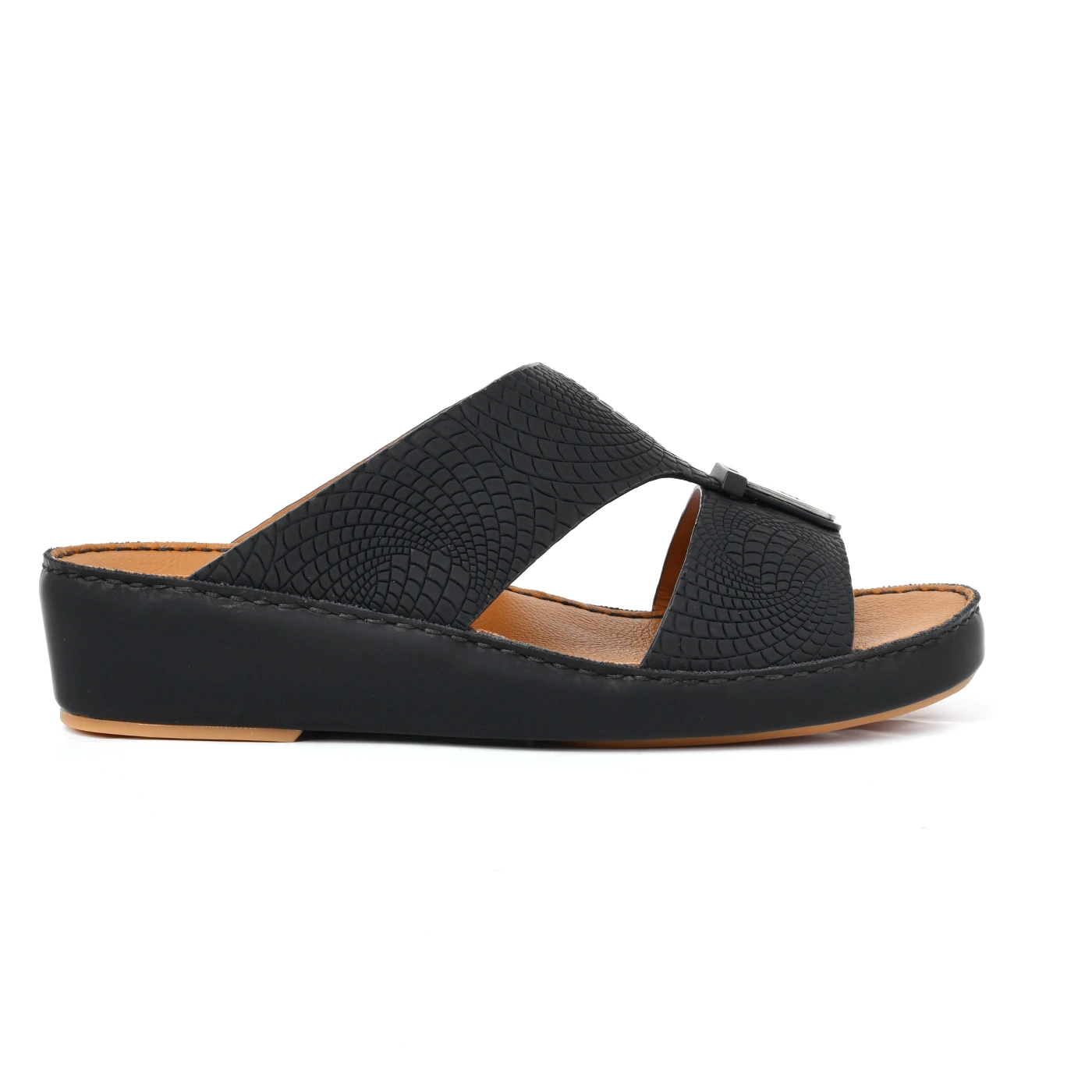 Classic Leather Arabic Slipper With Embossed Pattern | Chic