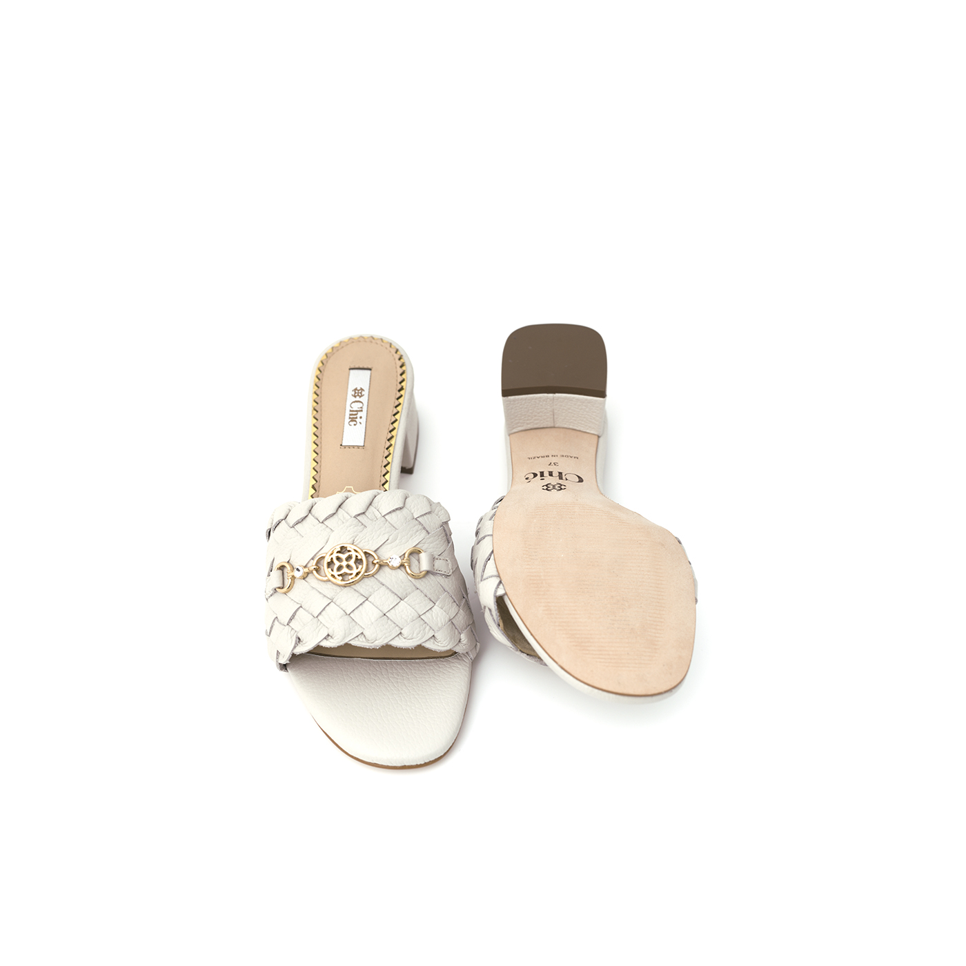 Elegant Block Heel Slippers with Woven Upper | Chic