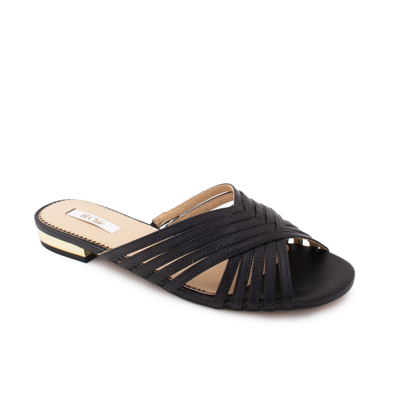 Metallic Criss Cross Slippers | Chic